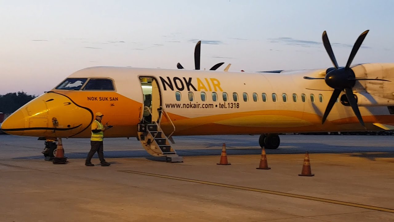 Bombardier Q400 Landing (Nok air) view from cabin - YouTube