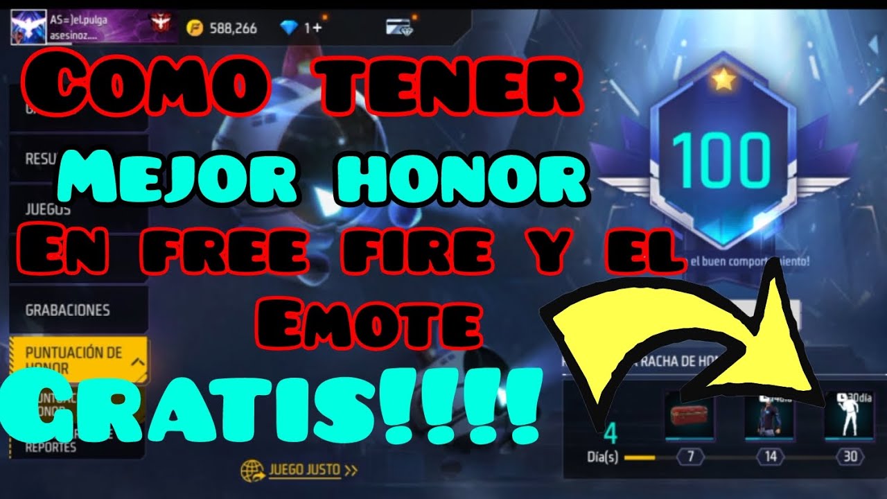 COMO HACER PARA SUBIR LA PUNTUACIÓN DE HONOR EN FREE FIRE Y GANARME EL ...