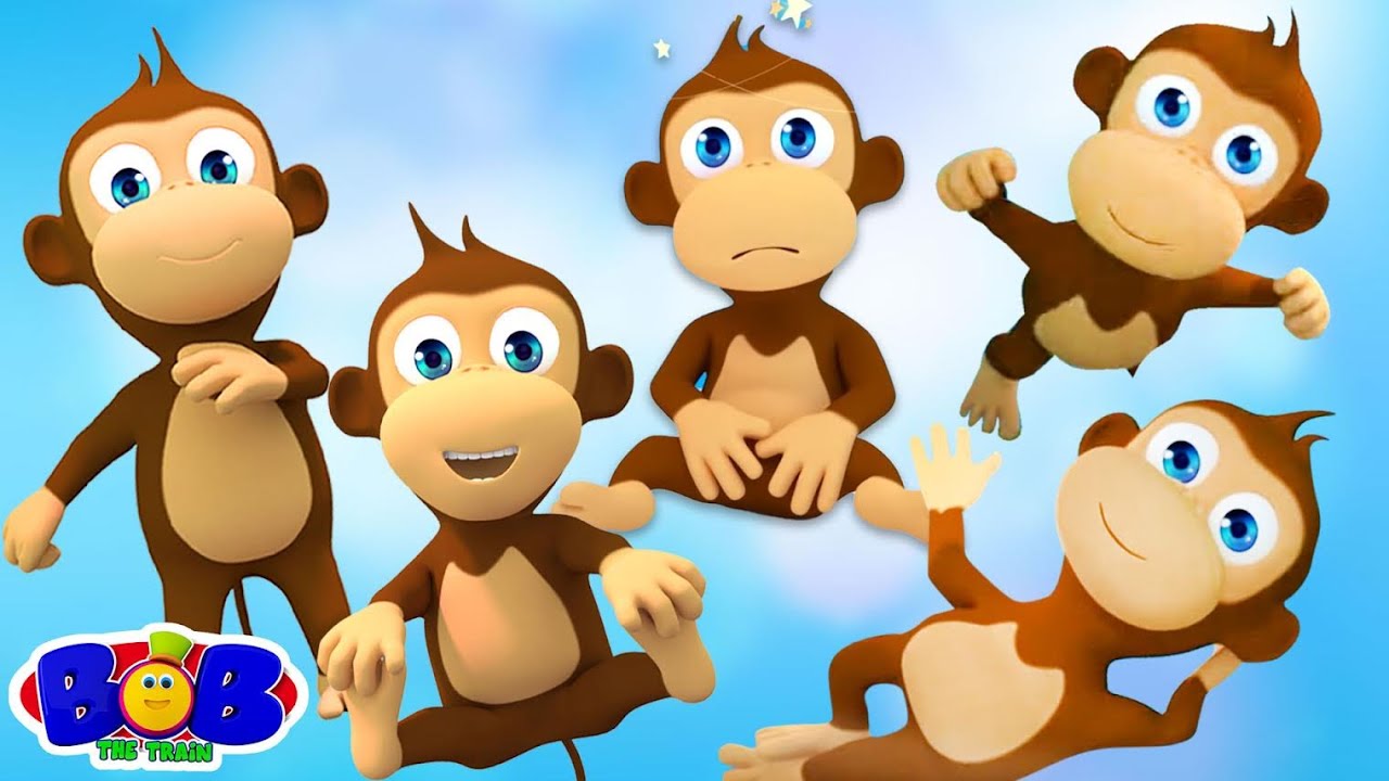 Five Little Monkeys, Numbers Song and Kindergarten Rhyme for Babies ...