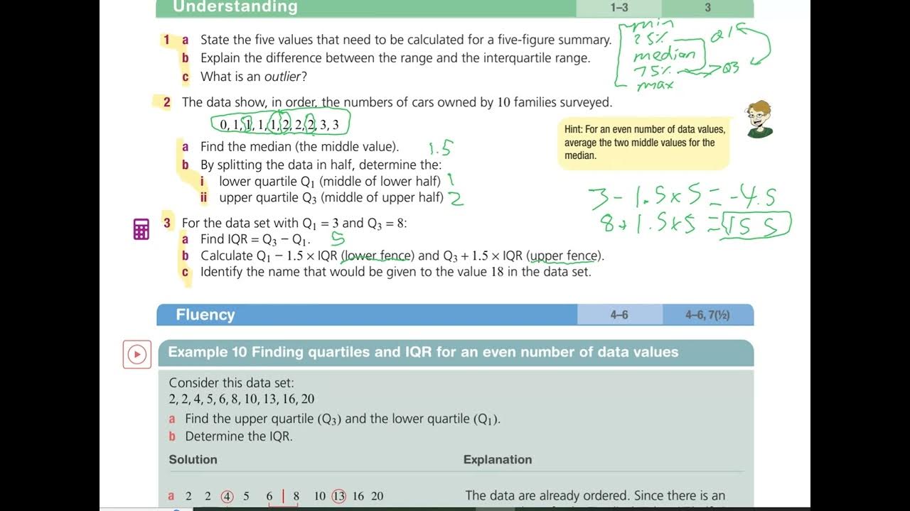 5E1- 5E5 - Statistics - Interquartile Range, Outliers, Five figure summary - YouTube