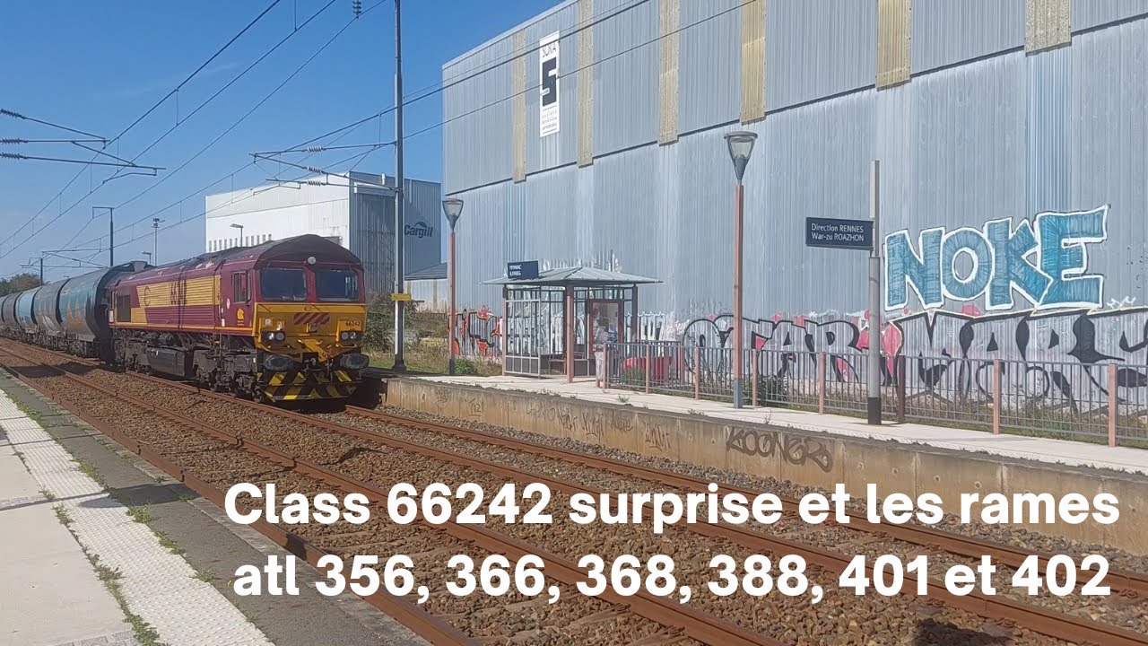 Spot en bretagne#165, Class 66242 surprise et les rames atl 356, 366 ...