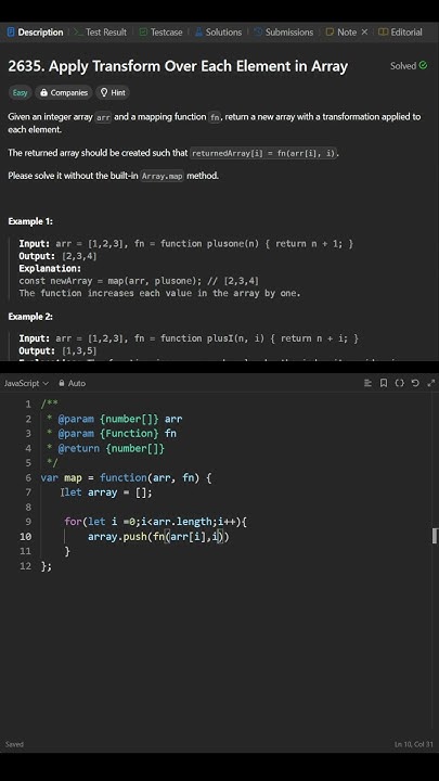 Leetcode 30 Days Javascript Challenge Solving Apply Transform Over