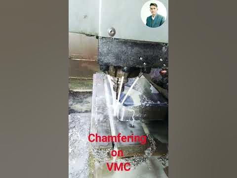 Chamfer cutting on VMC machine | VMC machine chamfer programming | VMC machine #short - YouTube
