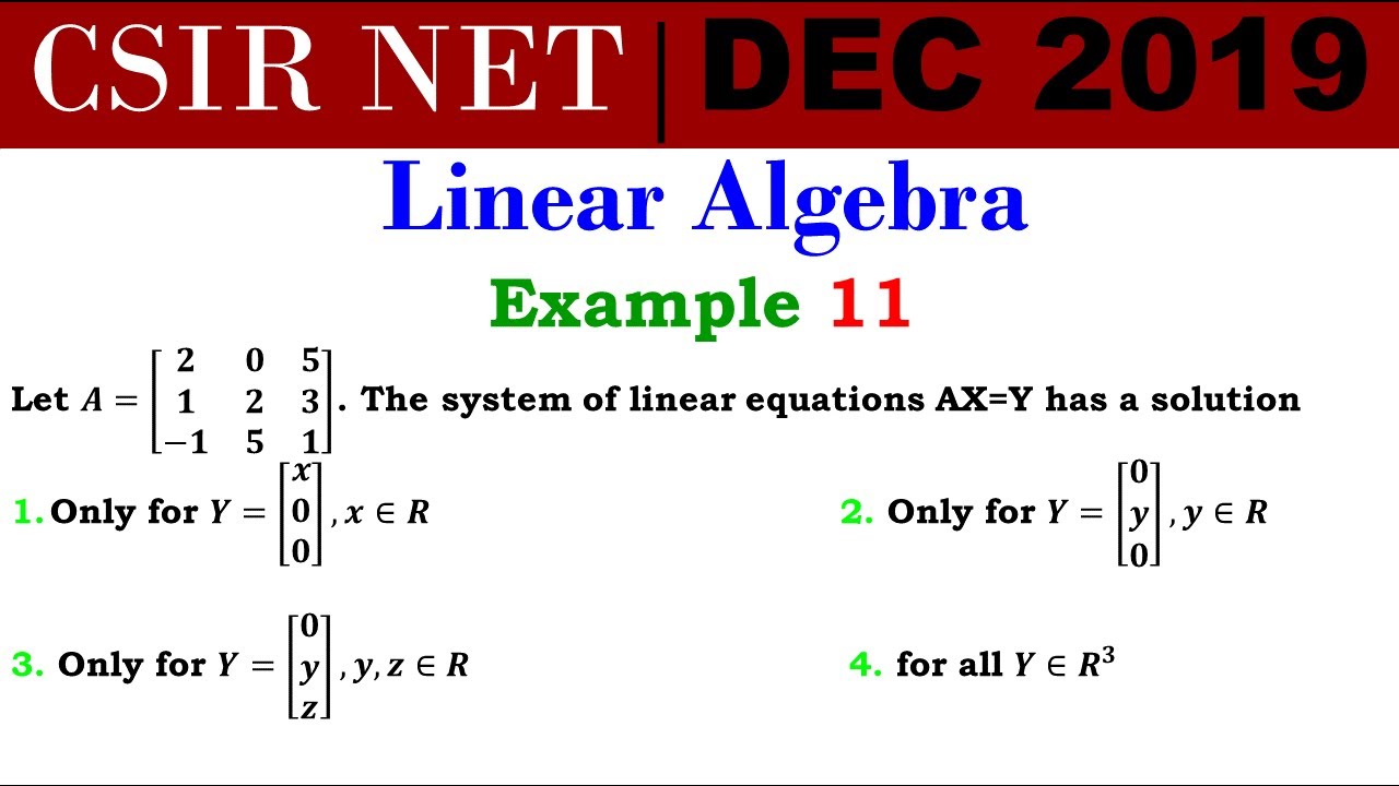 CSIR NET MATHEMATICS | Linear Algebra | Shortest Answer Solution of ...
