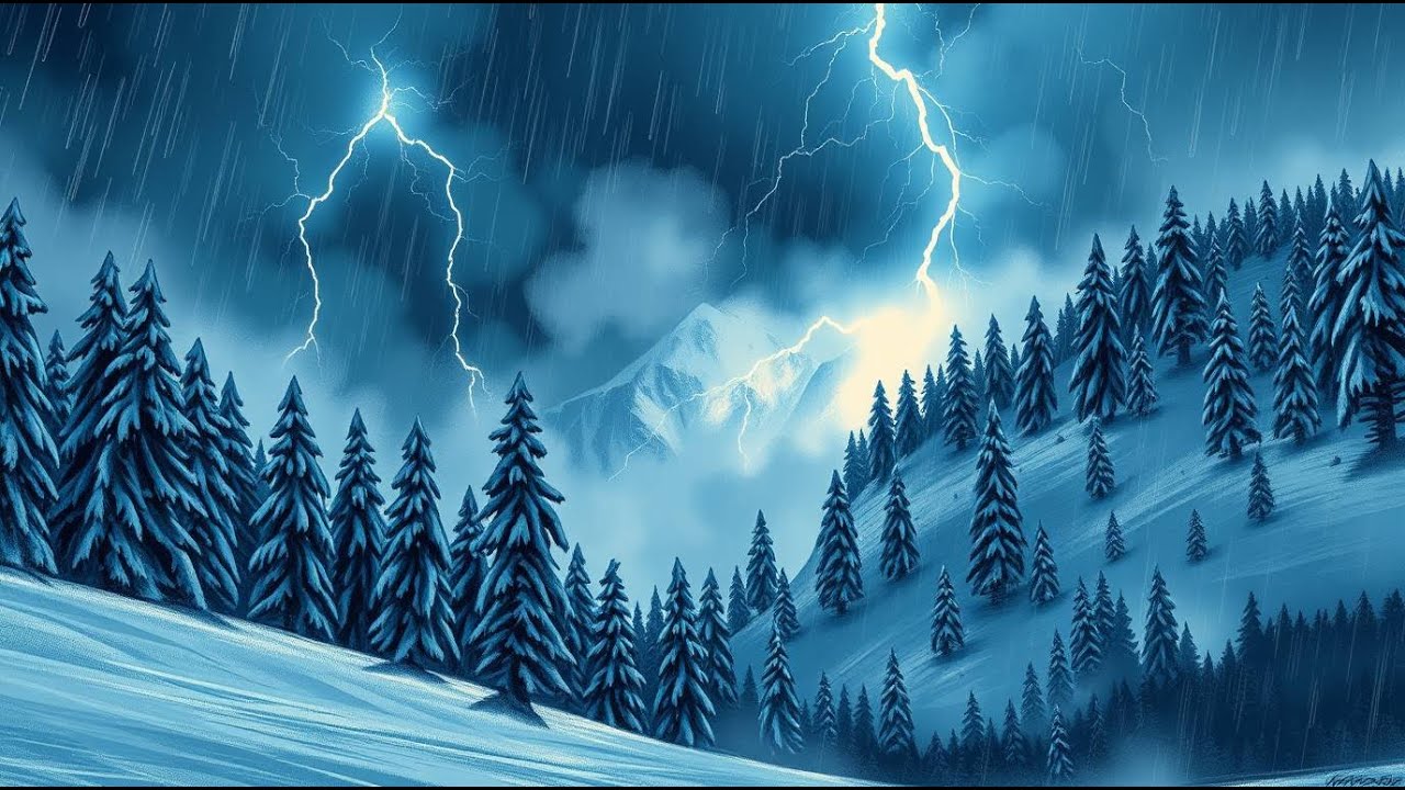 ASMR Thunderstorm in Snowy Mountain Forest – Heavy Rain & Nature Sounds ...