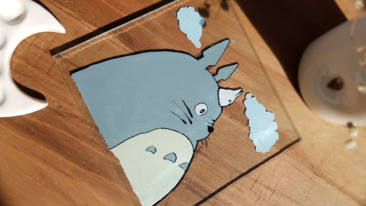 My neighbor totoro painting | Acrylic painting on glass |#painting # ...