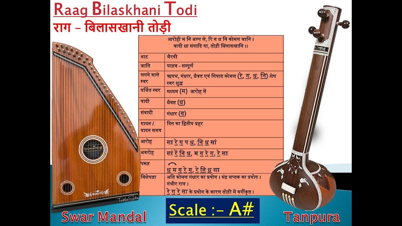 Raag Bilaskhani Todi (राग बिलासखानी तोड़ी) - Scale "A#" - Tanpura with ...