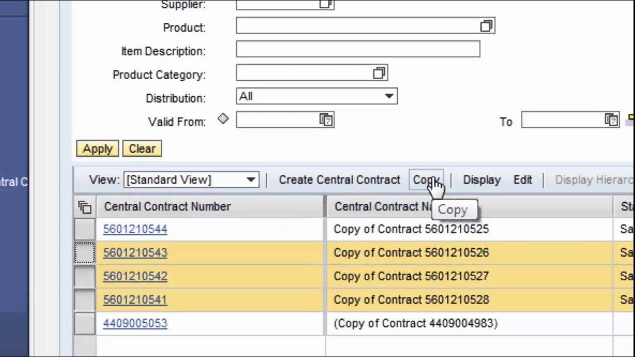 SAP SRM 7.0 EHP3 SP07 - Mass Copy of Contracts - YouTube