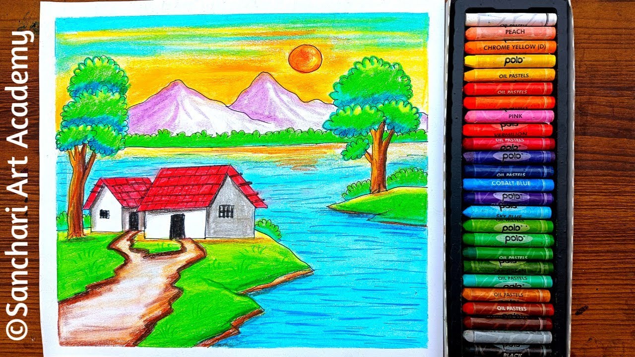 How To Draw Easy Mountain Scenery Tutorial For Beginnings|Beautiful ...