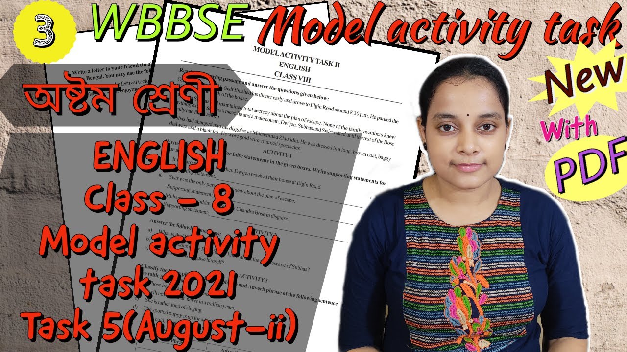 Model Activity Task class 8 English part 5 || class 8 English model ...