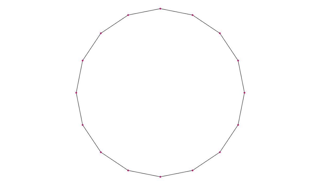 Drawing of a regular hexadecagon inscribed in a circle - YouTube