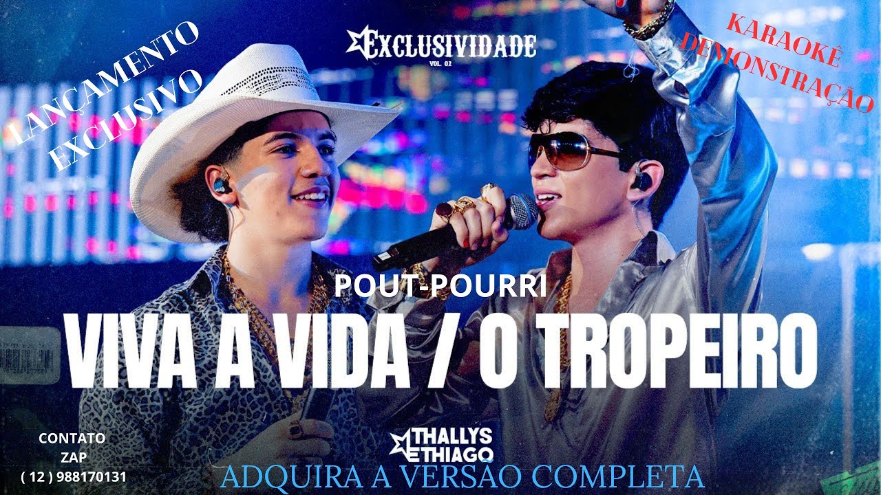 KARAOKÊ - Thallys e Thiago - VIVA A VIDA - O TROPEIRO - TOM ORIGINAL CONT 12 988170131 - YouTube