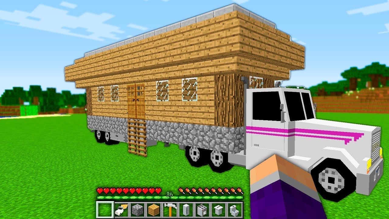 How to BUILD SECRET HOUSE inside a TRUCK in Minecraft ! TRUCK PASSAGE ...