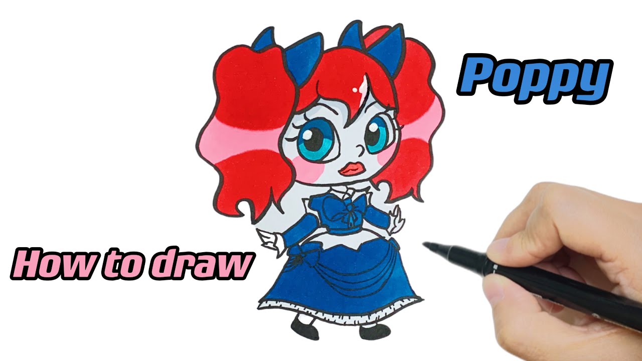How to Draw Poppy with Colorful Markers Step by Step | Poppy Playtime ...