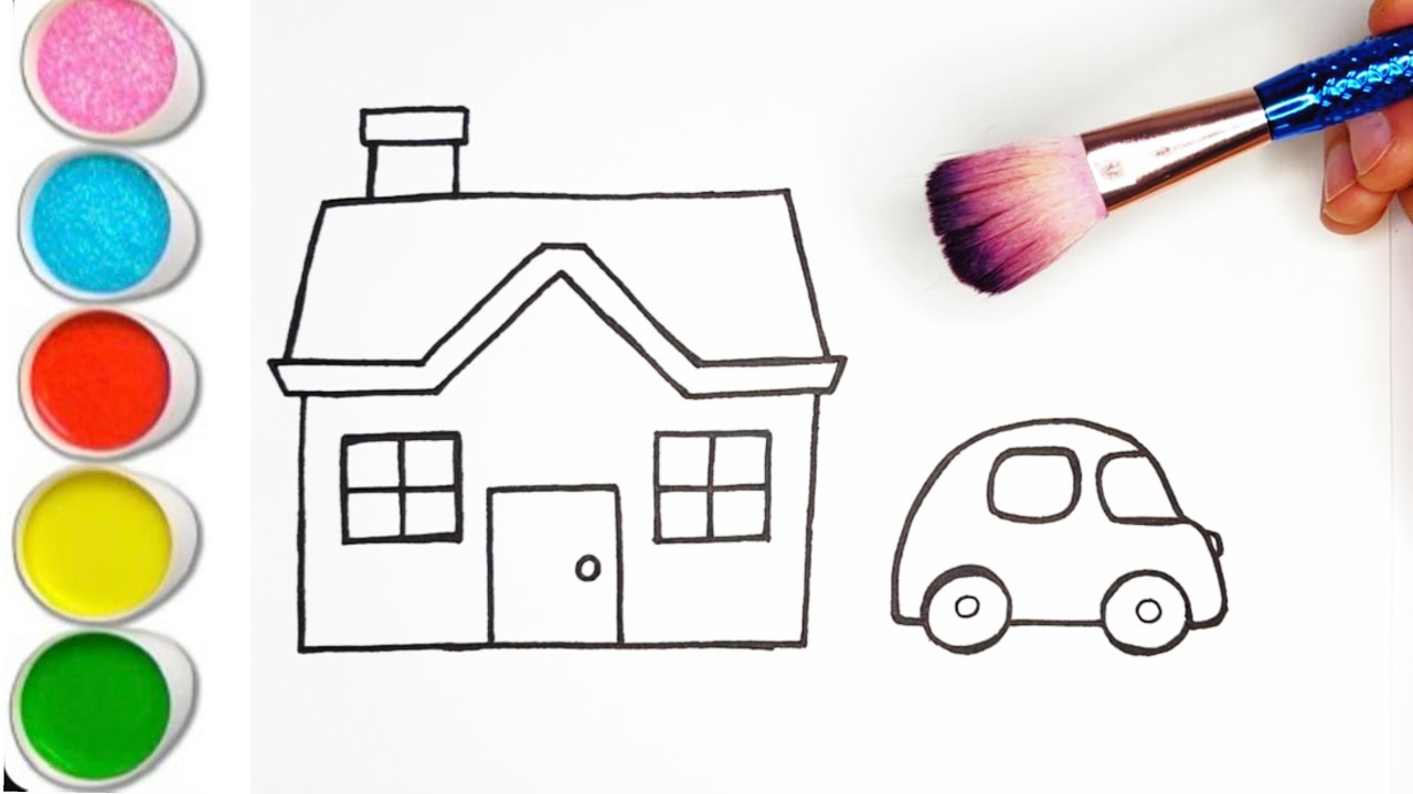 How To Draw House🏡And Car🚗🥳Easy Drawing and Painting For Kids #53 - YouTube