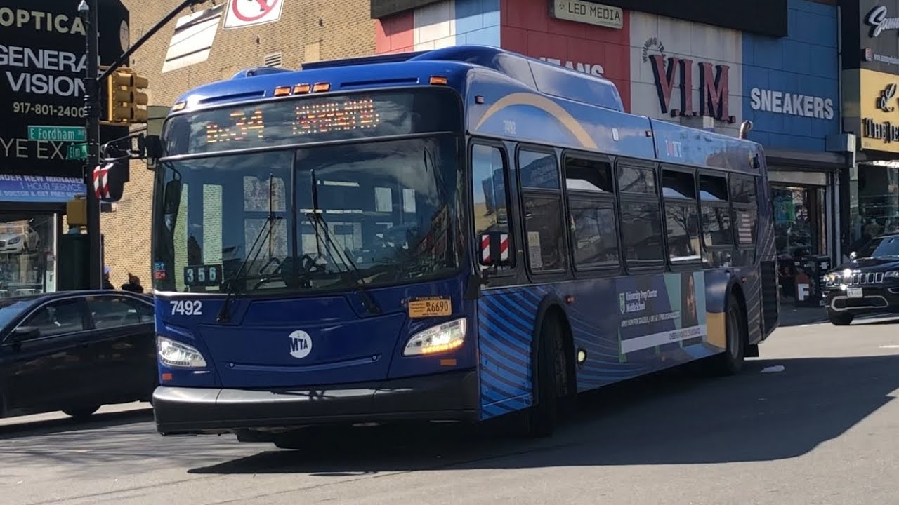 2018 New Flyer XD40 #7492 on the Bx34 at Bainbridge Avenue and Fordham ...