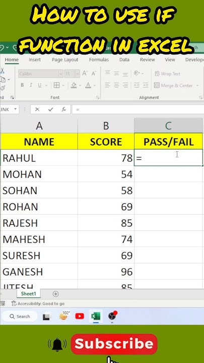 How to use IF function in excel #shorts #excel #trendingshorts #ytshorts #viralshorts # ...