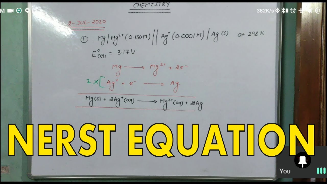 Nerst equation electrochemistry | chemistry by dinesh sharma - YouTube