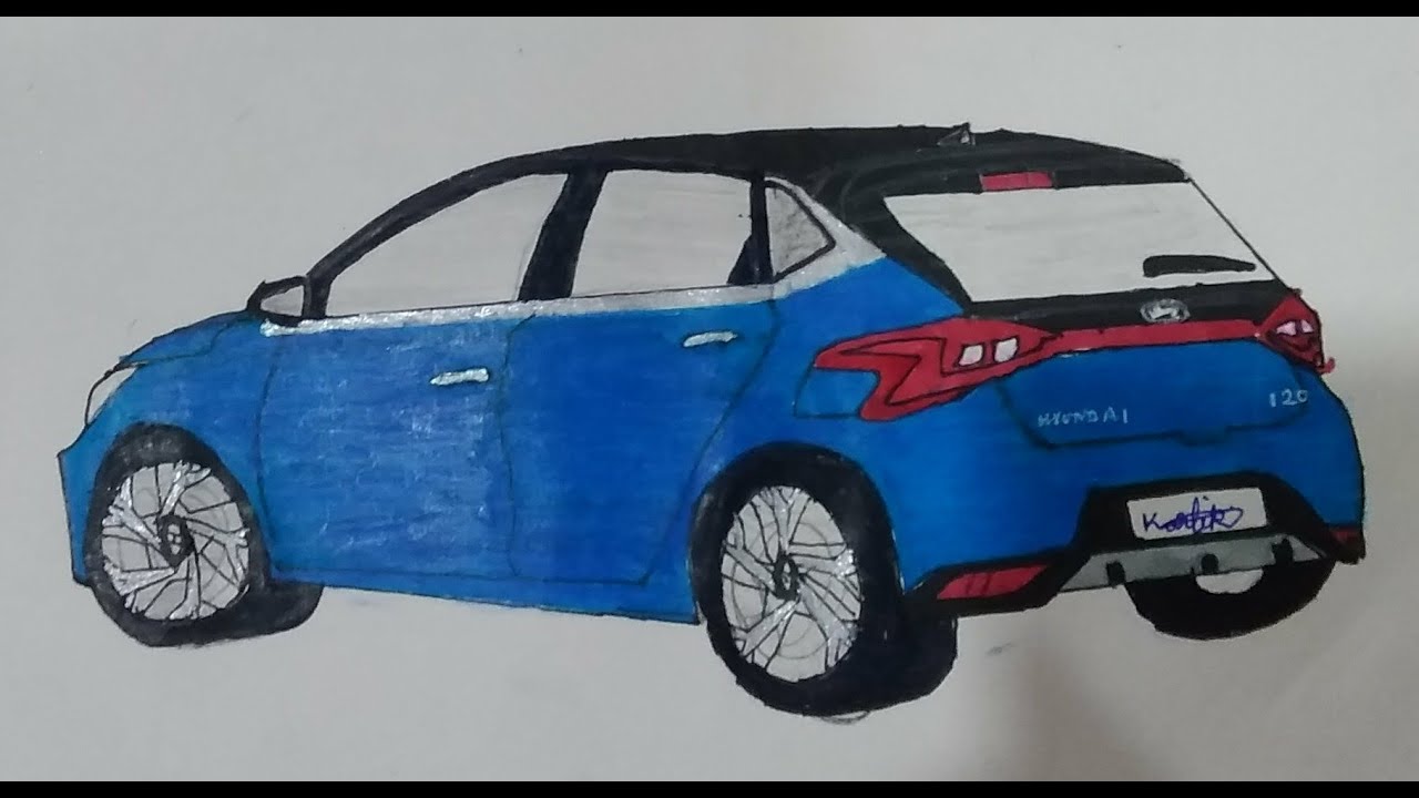 HOW TO DRAW HYUNDAI i20 2020| KT DRAWING - YouTube