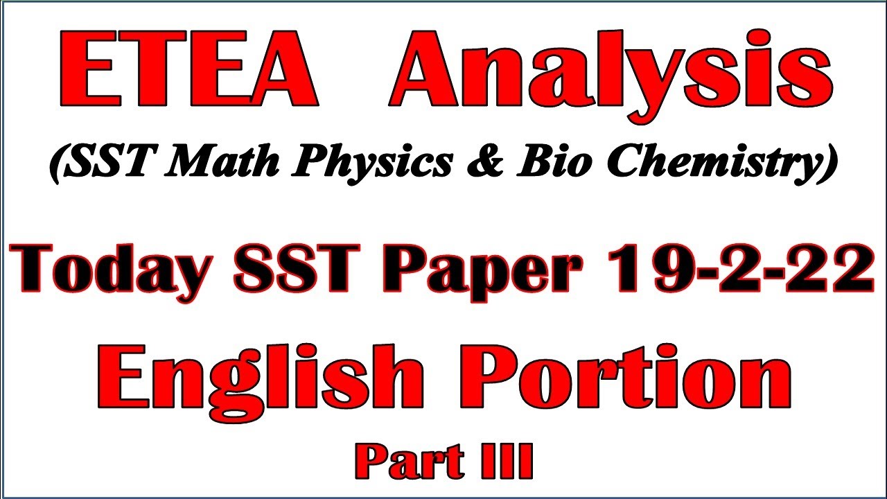 ETEA English MCQs|| ETEA SST Paper 19 02 2022 English Portion Solved ...