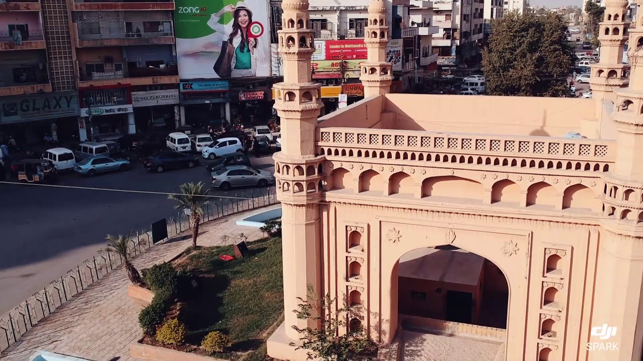 4 minar bahadurabad chowrangi drone footage - YouTube