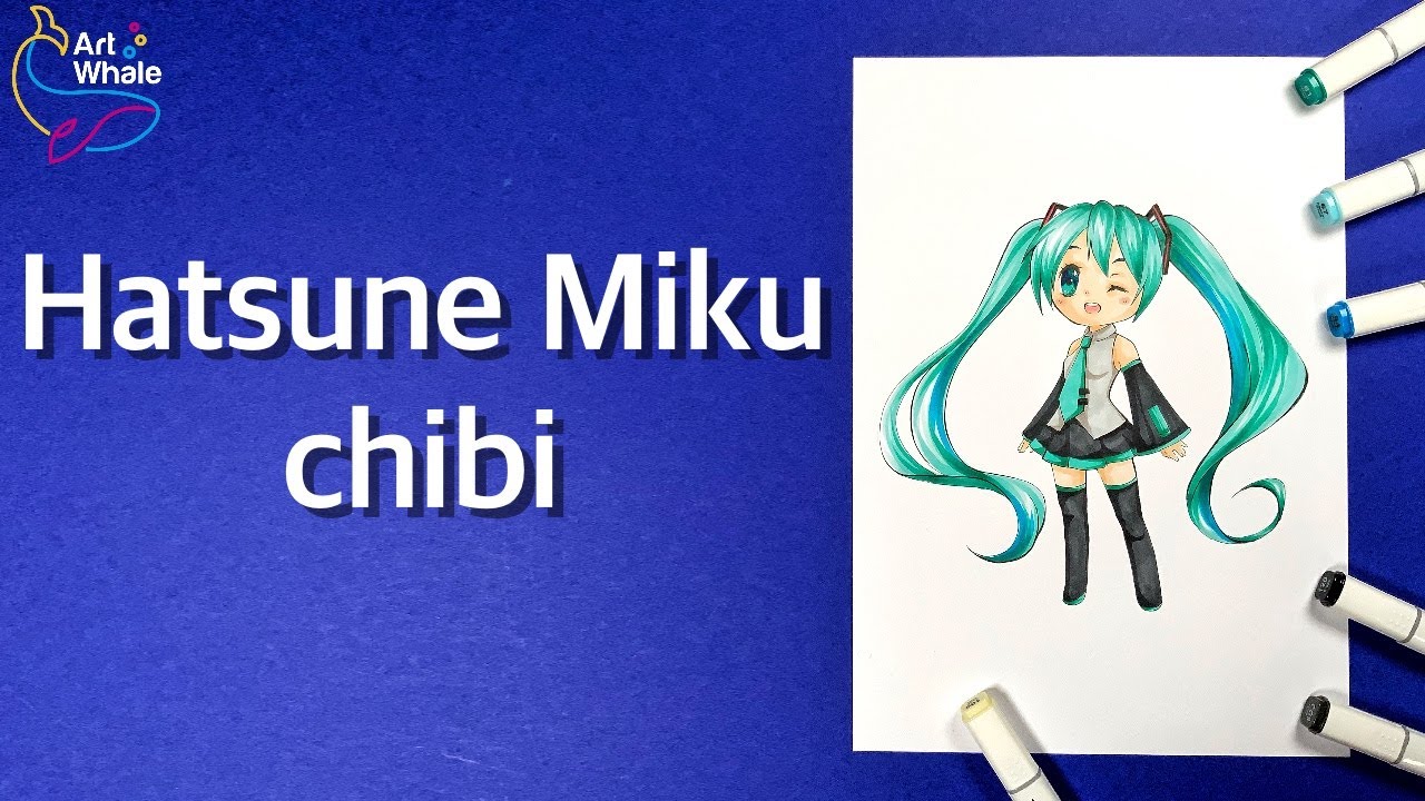 How to Draw Hatsune Miku Chibi | Marker Drawing Ideas | Art Whale - YouTube