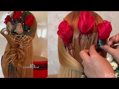 WORKSHOP 4.  gul sac hair topuz rose hairstyle 2020 ,
