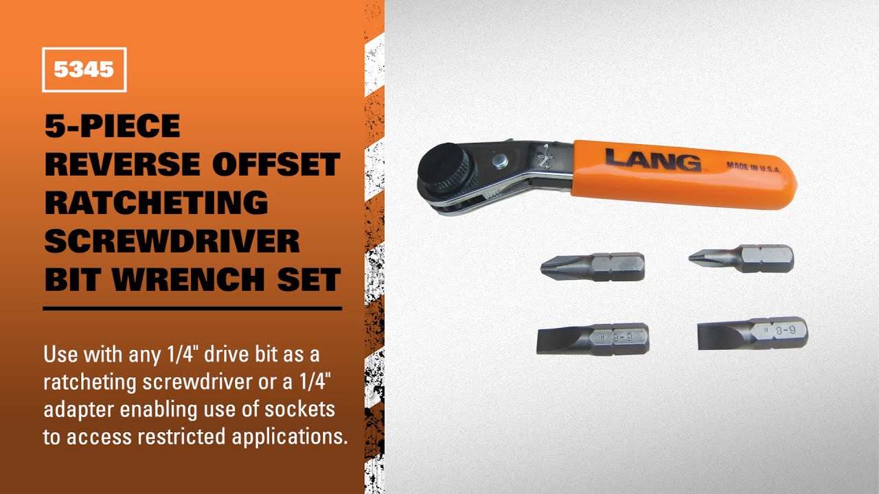 LANG 5345 - 5-Piece Reverse Offset Ratcheting Screwdriver Bit Wrench ...