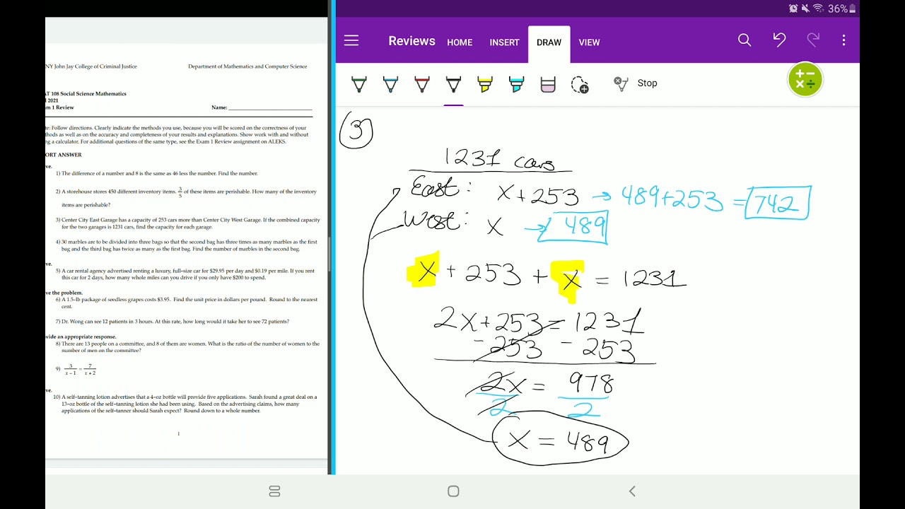 Fall 2021 MAT 108 Exam 1 Review Questions 3 and 4 - YouTube