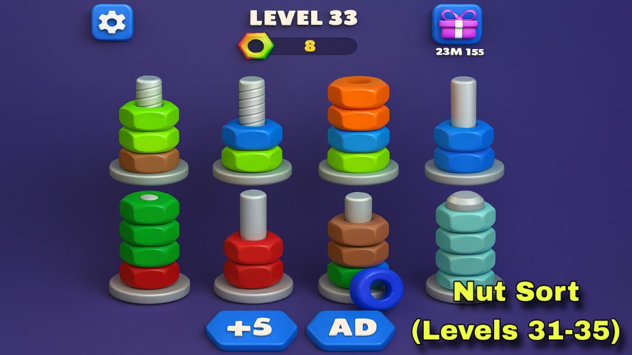 Nut Sort - All Levels Gameplay Pop Pi (Levels 31-35) - YouTube