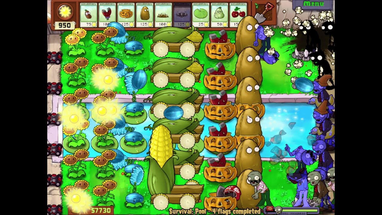 Part 13 - Survival, Easy - Plants Vs. Zombies 1 PC Version - YouTube