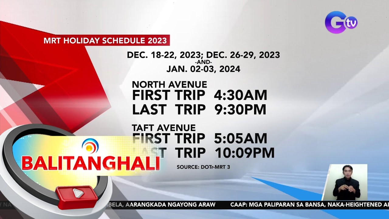 MRT-3, may adjusted operating hours ngayong magpa-Pasko at Bagong Taon ...