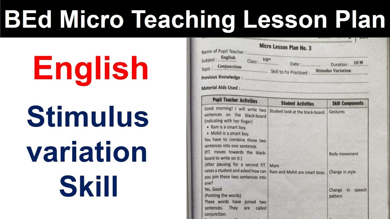 Micro Lesson Plan Stimulus Variation Skill in English Uddipan ...