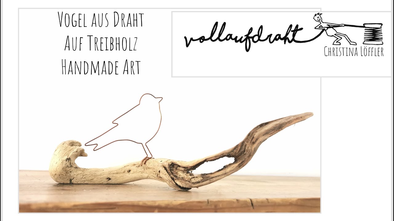 Vogel aus Draht auf Treibholz, Drahtkunst, VollaufDraht, Christina ...