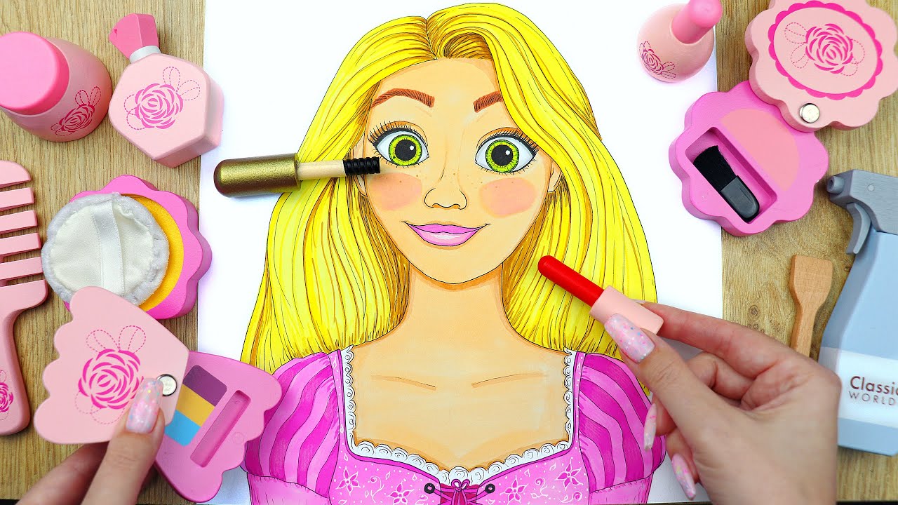 ASMR Makeup with WOODEN cosmetics for Princess Rapunzel 💄 - YouTube