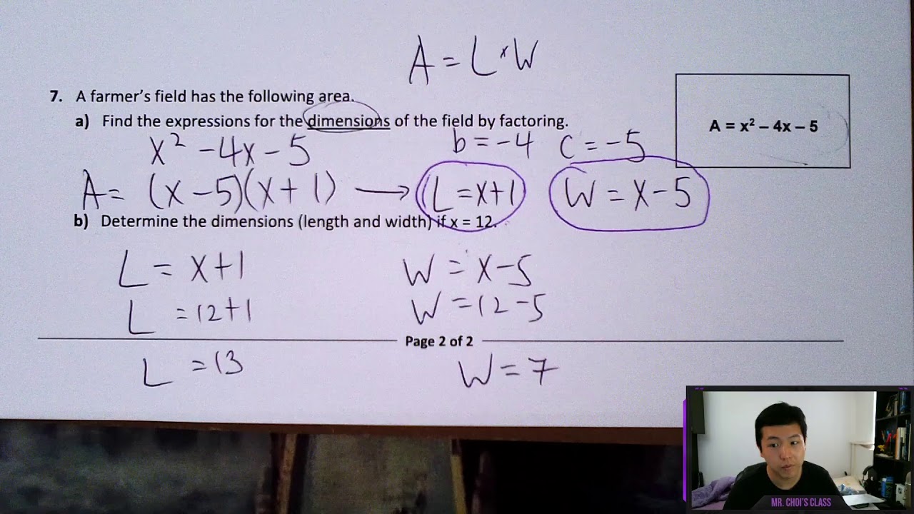 Mr Choi's MFM2P May 8th (Unit 4 Review) - YouTube