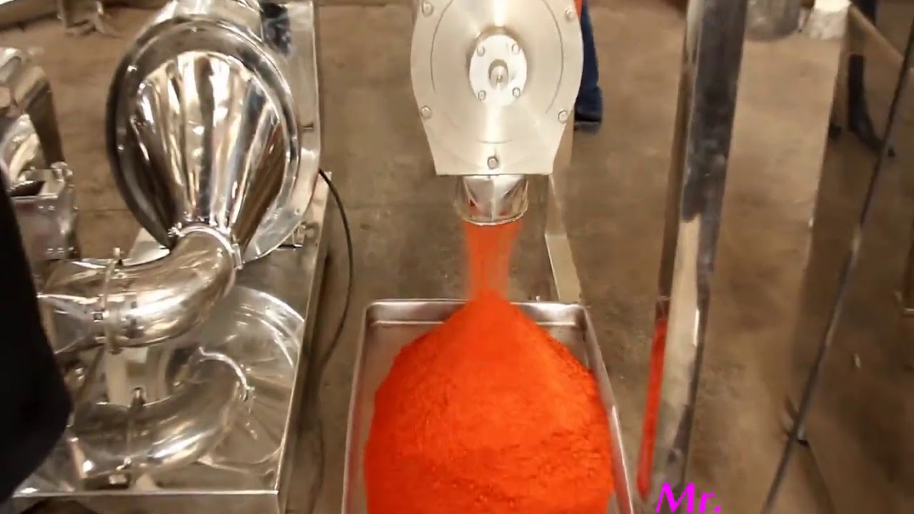 Chili pepper powder grinding milling pulverizing machine - YouTube