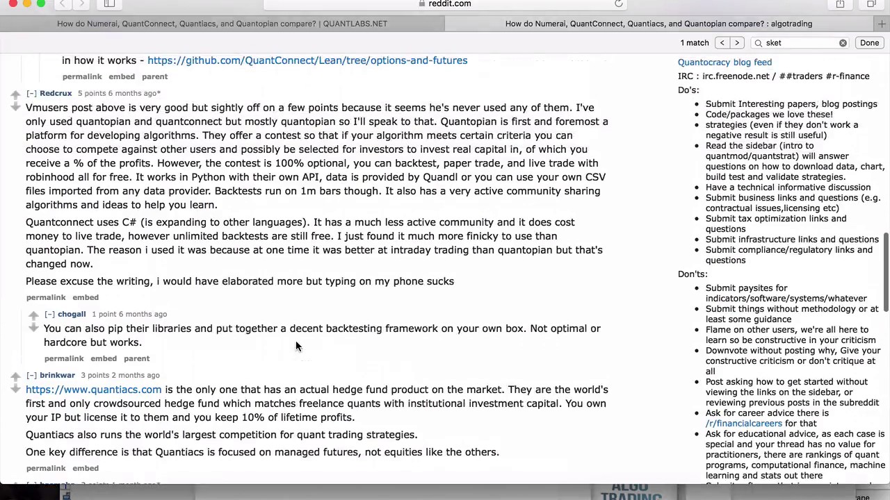 Difference between Quantopian Quantiacs Quantconnect - YouTube