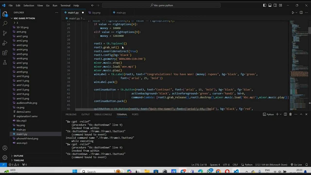 Explanation Of Python Project Kbc Game Youtube