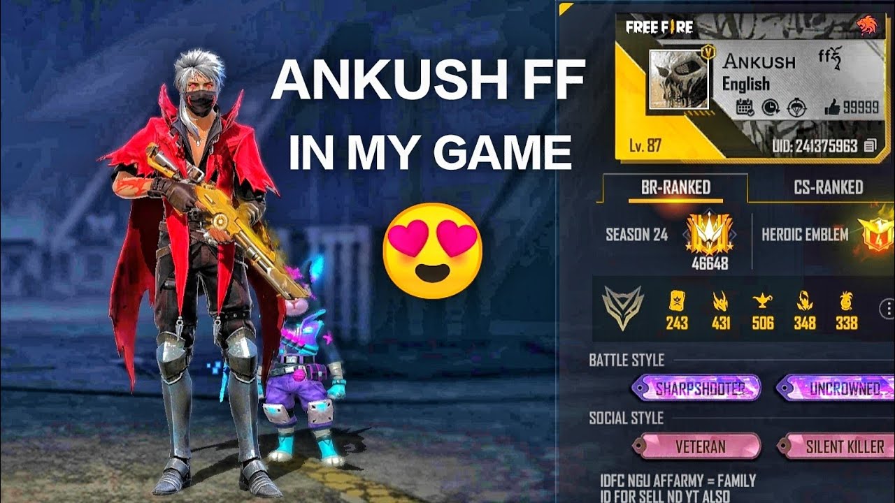 ANKUSH FF IN MY GAME 🤯 MUST WATCH 💥 HK SARKAR GAMING 🔥 HK SARKAR GAMING ...