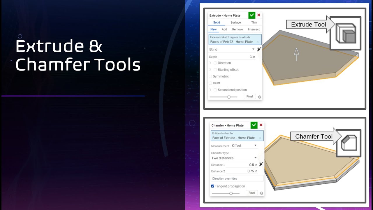 Extrude & Chamfer Home Plate - YouTube