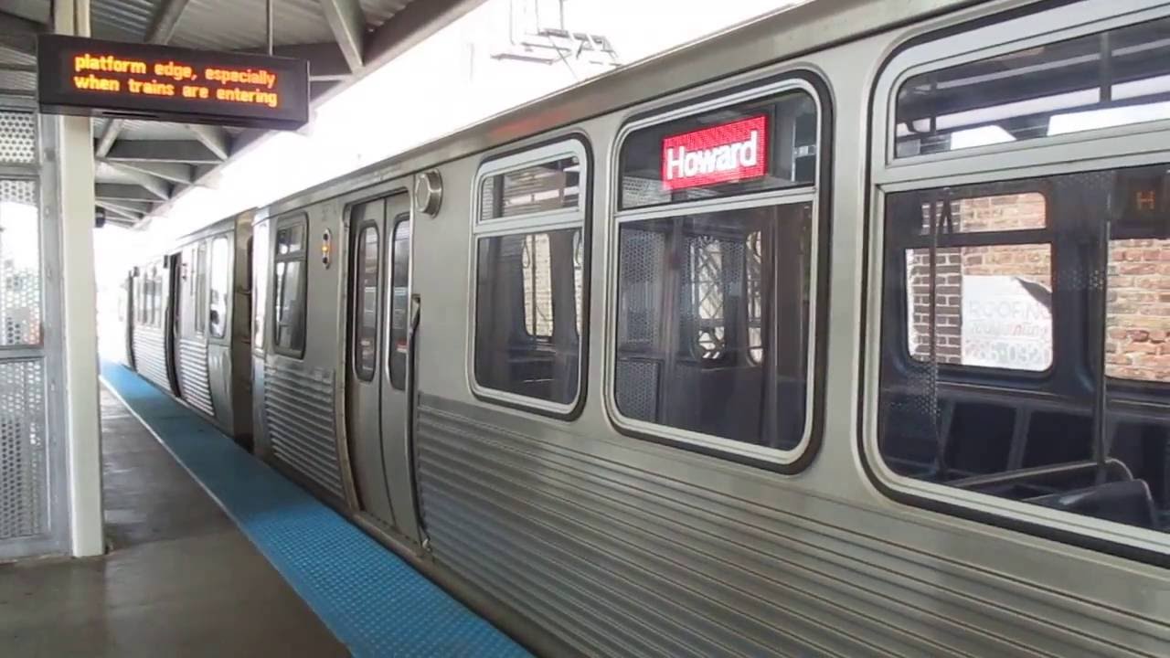 CTA "L" Trains: Red, Yellow, and Purple Line Trains at Howard Station ...
