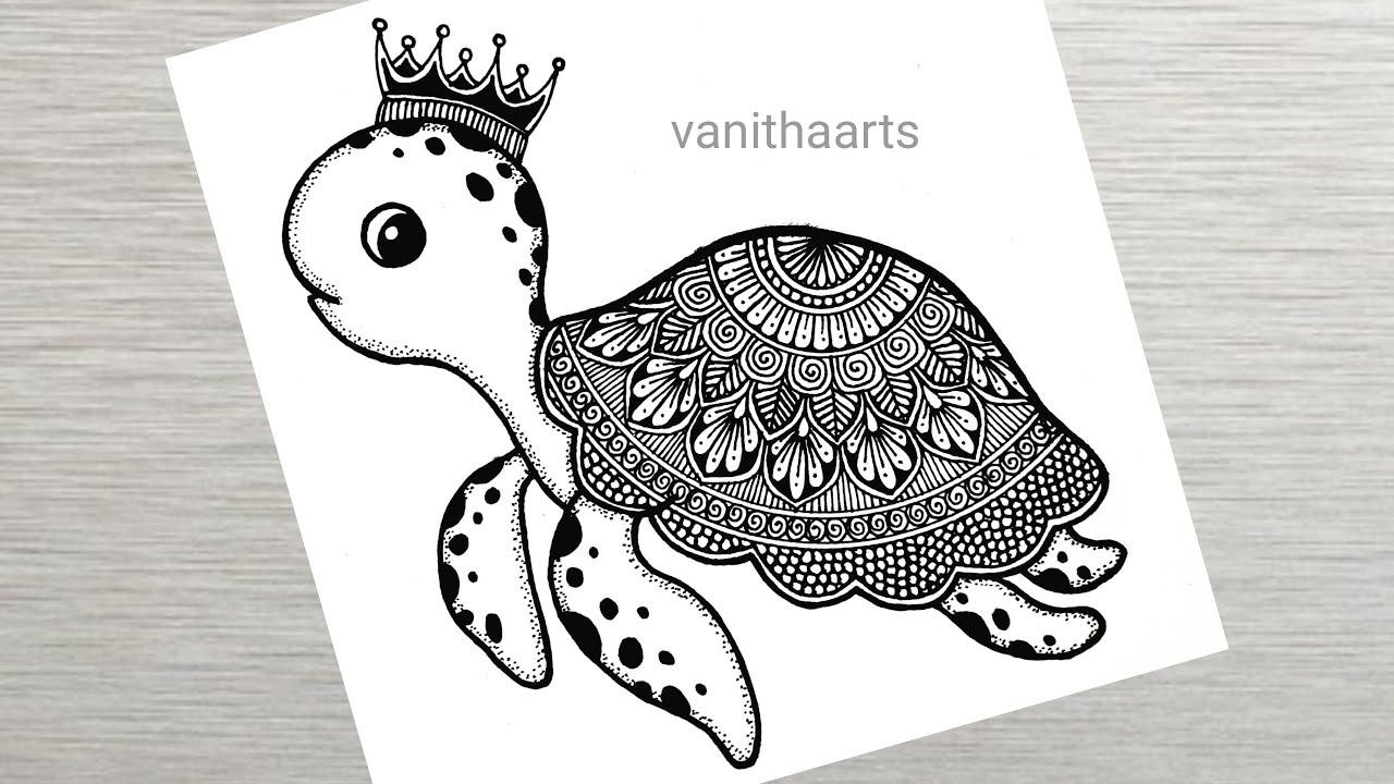 How to draw Mandala for Beginners | Tortoise mandala art | Tortoise ...