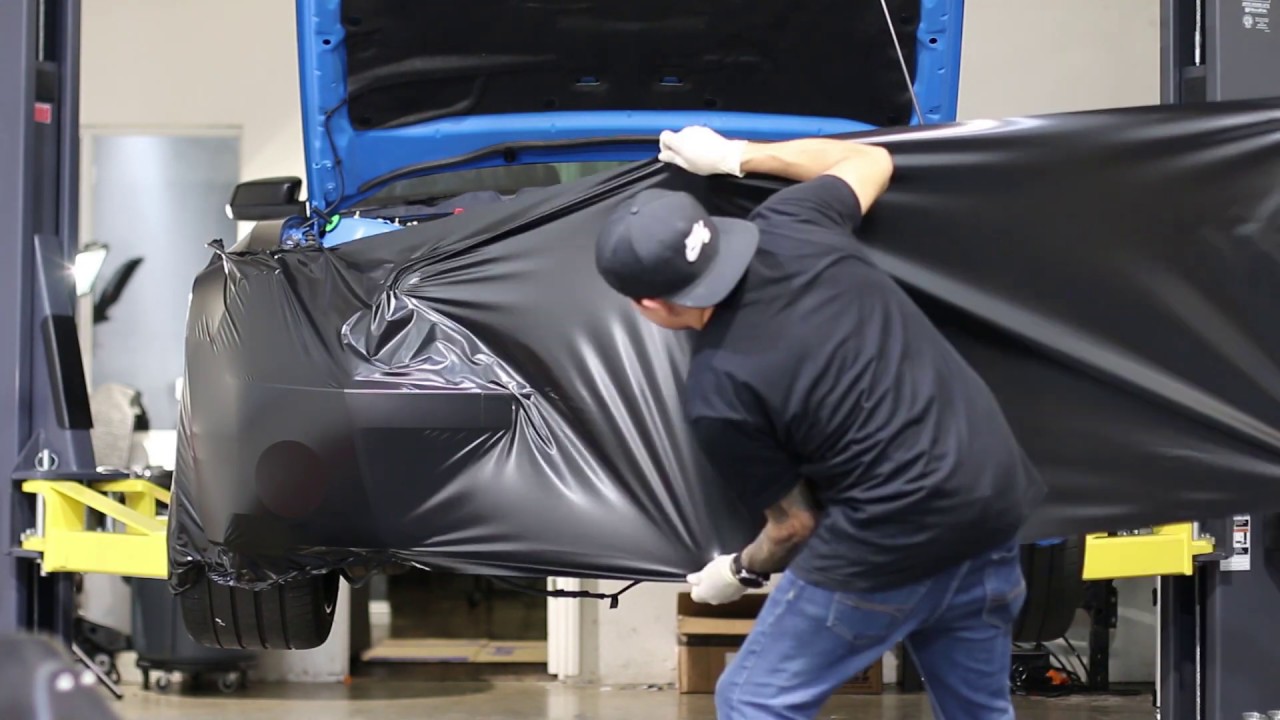 Vinyl Wrapping a GT500 Front Bumper In Satin Black - YouTube