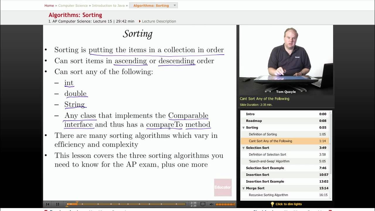 AP Computer Science: Sorting Algorithms - YouTube
