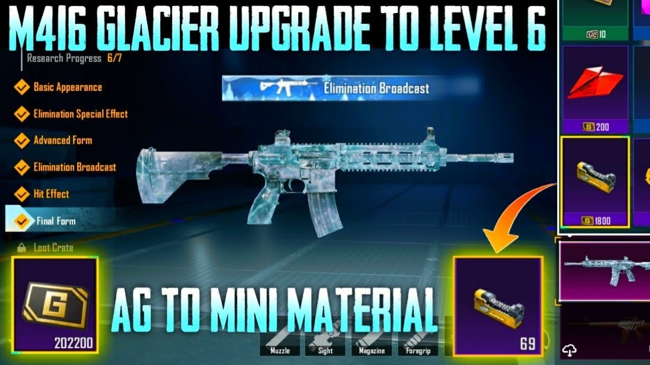 M416 GLACIER UPGRADE LEVEL 6 IN BGMI | HOW TO UPGRADE M416 GLACIER ...