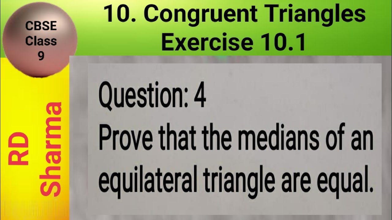 Prove that the medians of an equilateral triangle are equal. - YouTube
