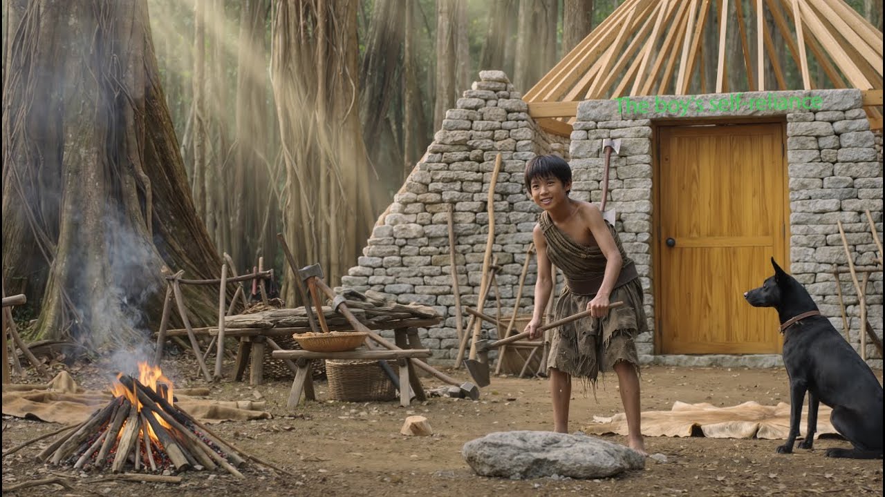 Building a stone house alone - life with nature - YouTube