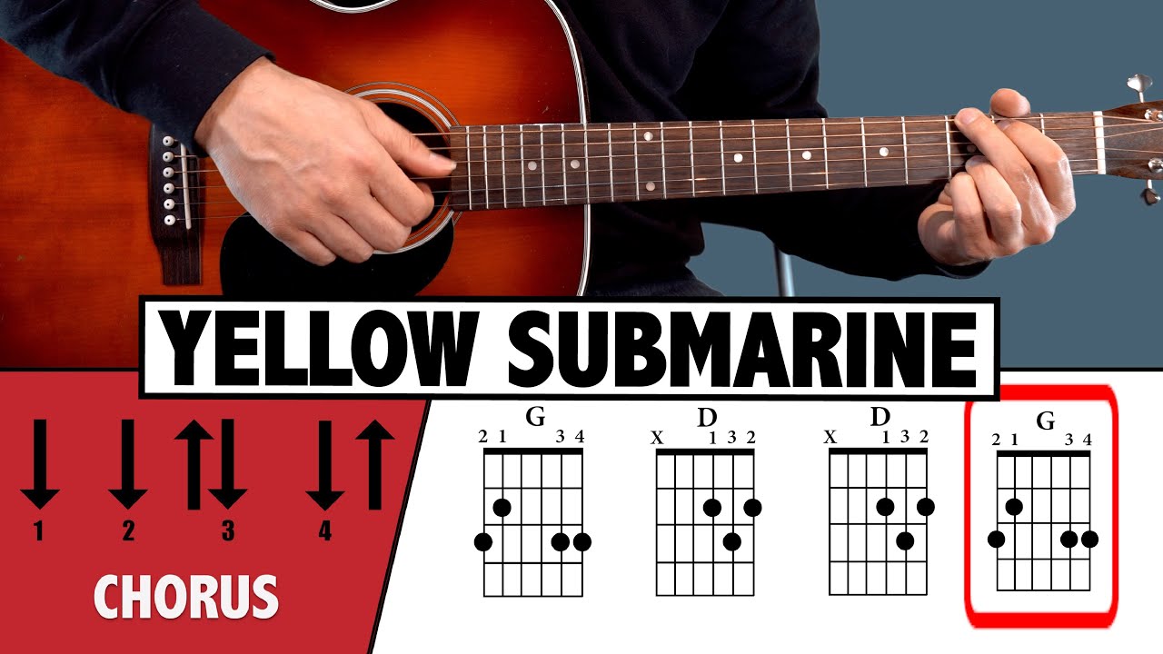 The Beatles - Yellow Submarine - EASY GUITAR Tutorial (CHORDS) - YouTube