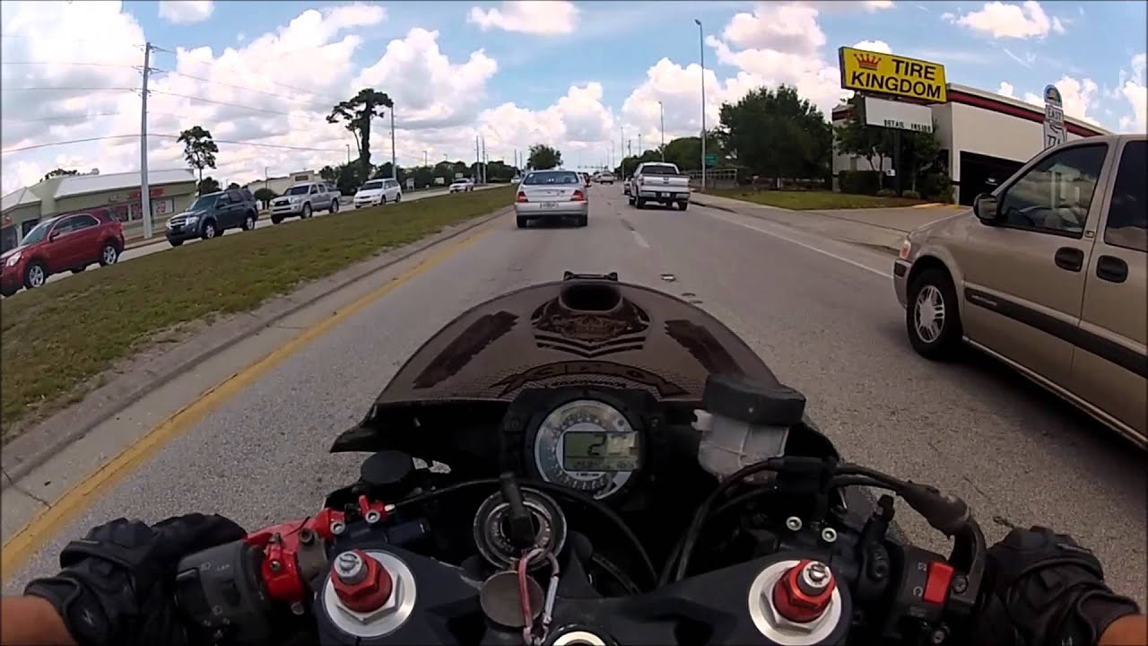 Biker Almost Rear Ends A Car - YouTube